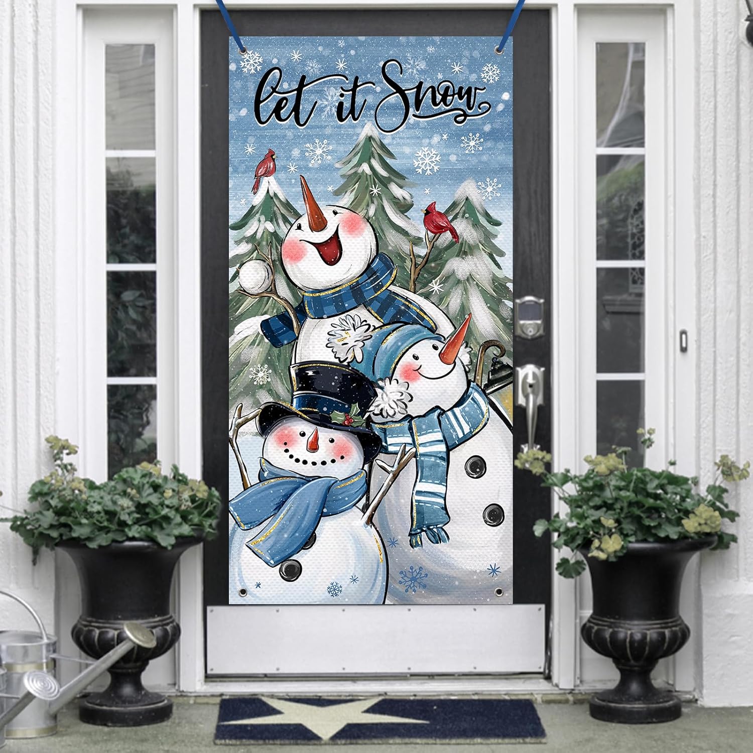 Amazon.com: Deroro Winter Snowman Door Cover Decorations, Let It Snow ...
