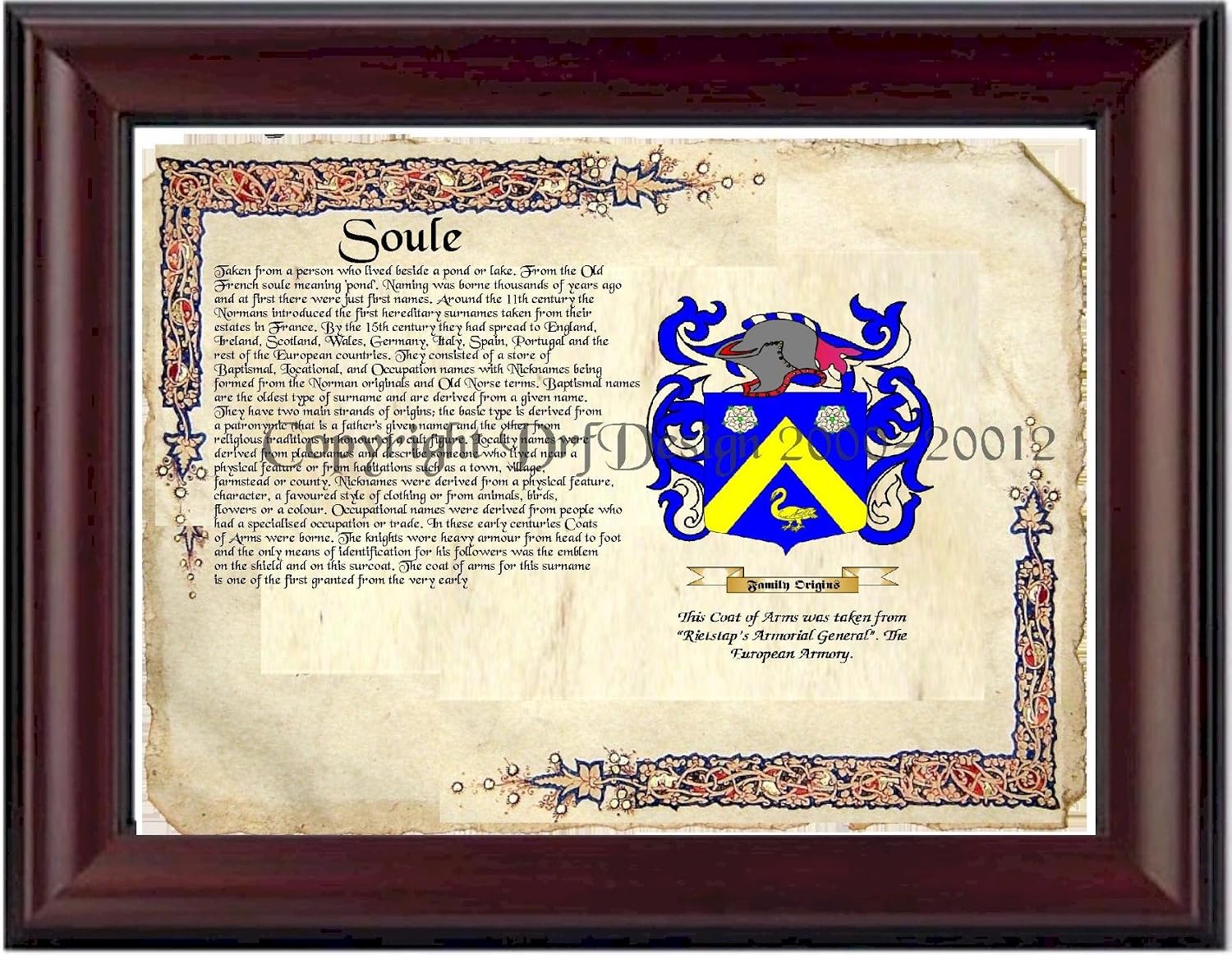Amazon.com: Soule Coat of Arms/ Family Crest on Fine Paper and Family ...