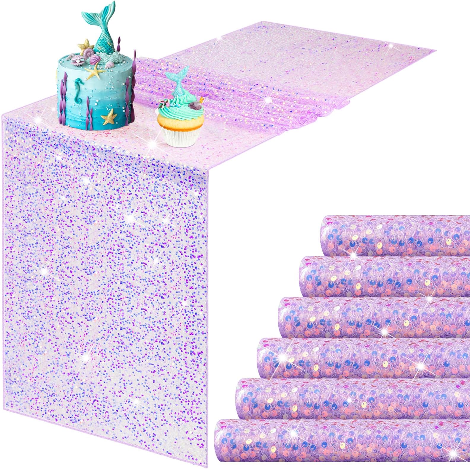 Amazon.com: Mermaid Table Runner, 12 x 84 Inches Holographic Mermaid ...