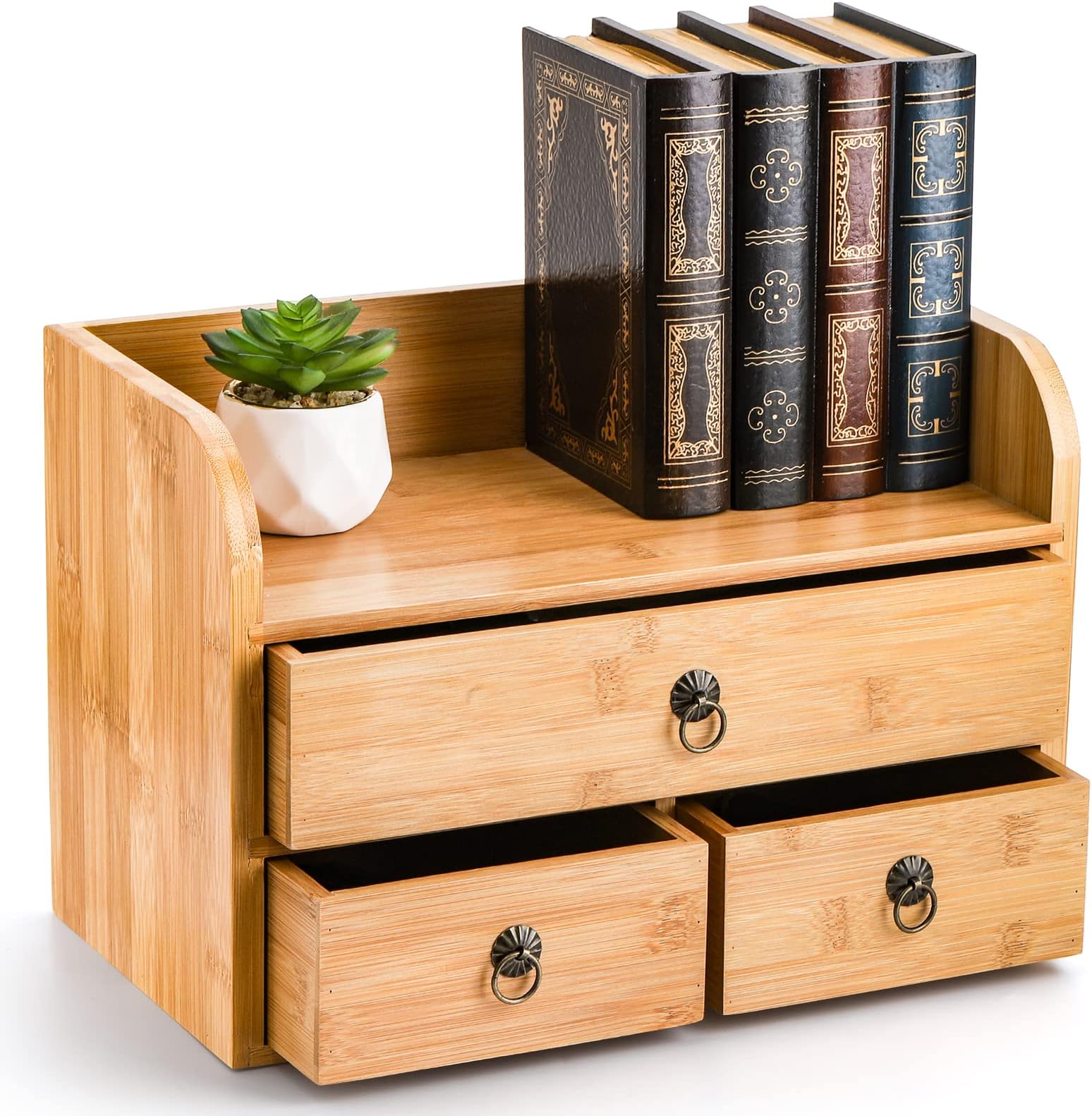 Amazon.com: ECOHOME Desktop Bookshelf Expandable with Two Drawer ...