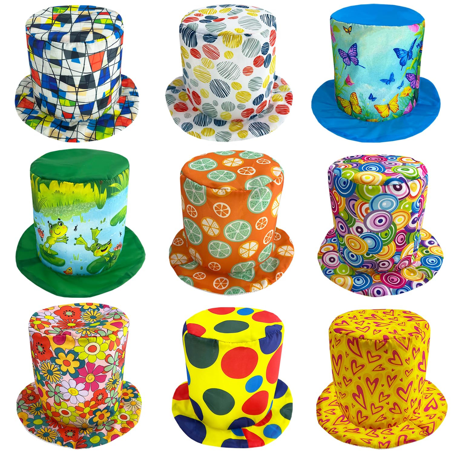Amazon.com: POPCIEL 6 Assorted Pattern Funny Party Top Hats - Novelty ...