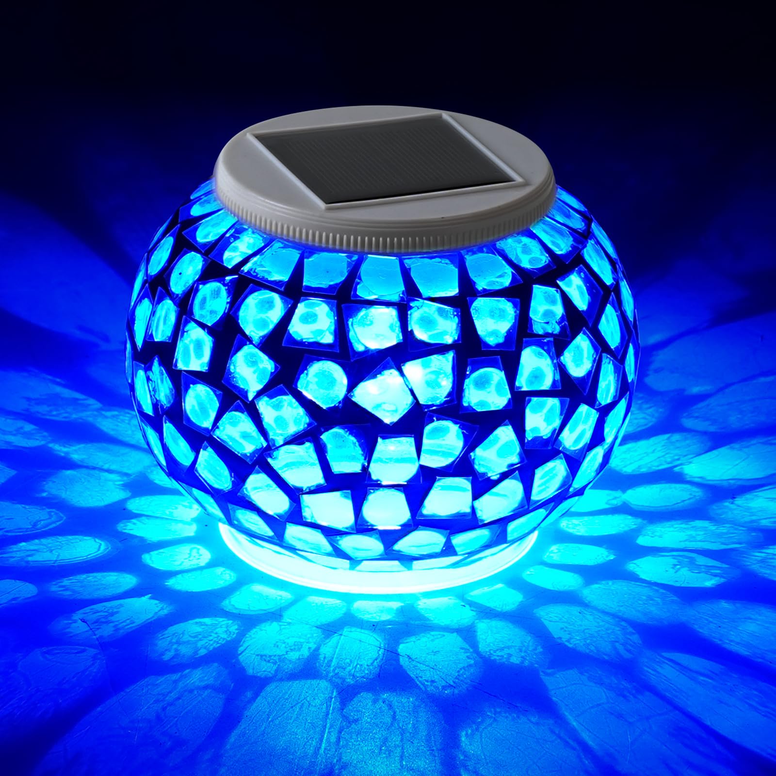 WSgift Color Changing Solar Powered Glass Mosaic Ball Led Garden Lights ...