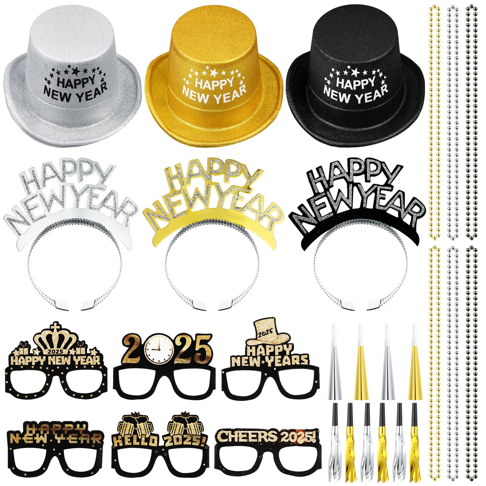 Amazon.com: ShinyMatch 39 Pcs New Years Eve Party Supplies 2025, 3 ...