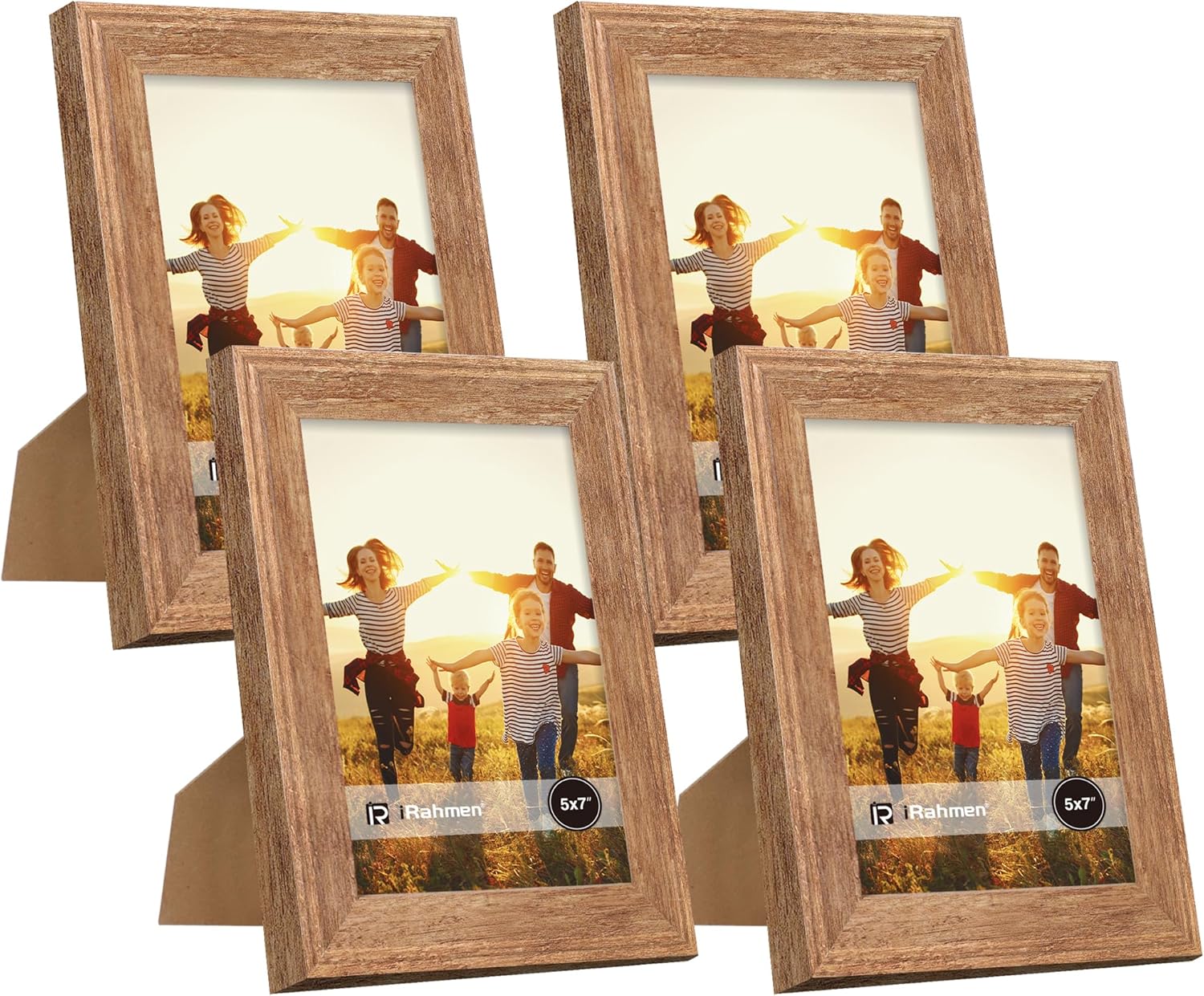 Amazon.com - iRahmen 5x7 Picture Frame Set of 4, Rustic Brown Retro ...