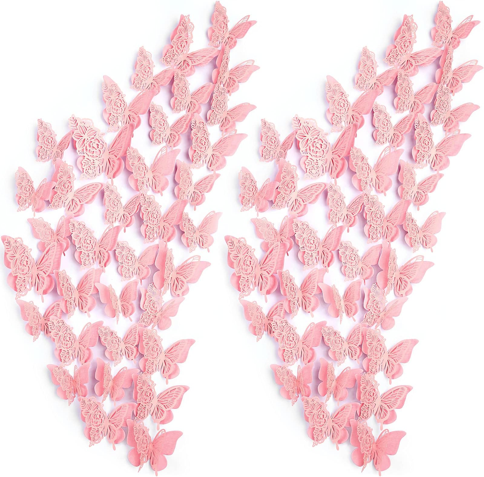 Amazon.com: 12 Pcs 3 Layers Wing Butterfly Wall Decor Rose Gold ...