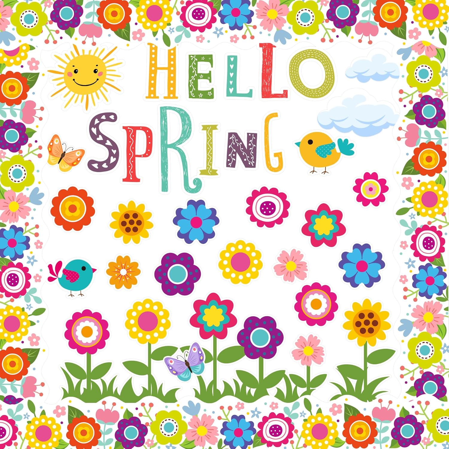 Amazon.com: 96 Pcs Spring Bulletin Decor Flower Board Paper Cutouts ...