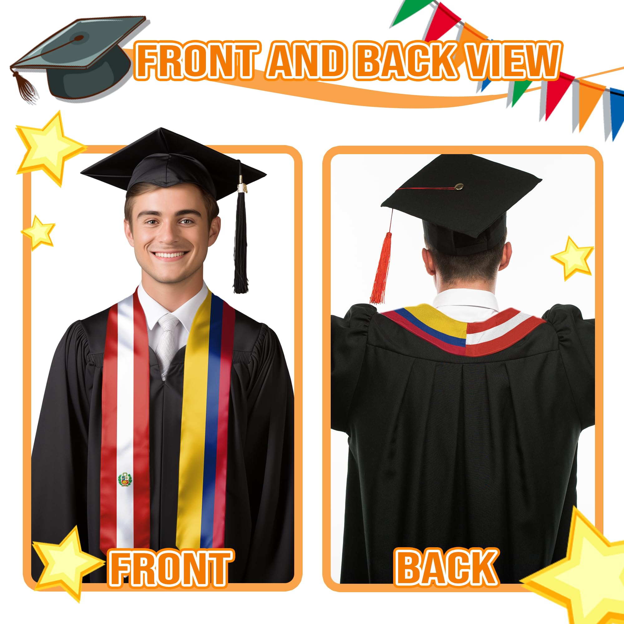 Snapklik.com : Graduation Stole Sash Peru Colombia Flag Graduation ...