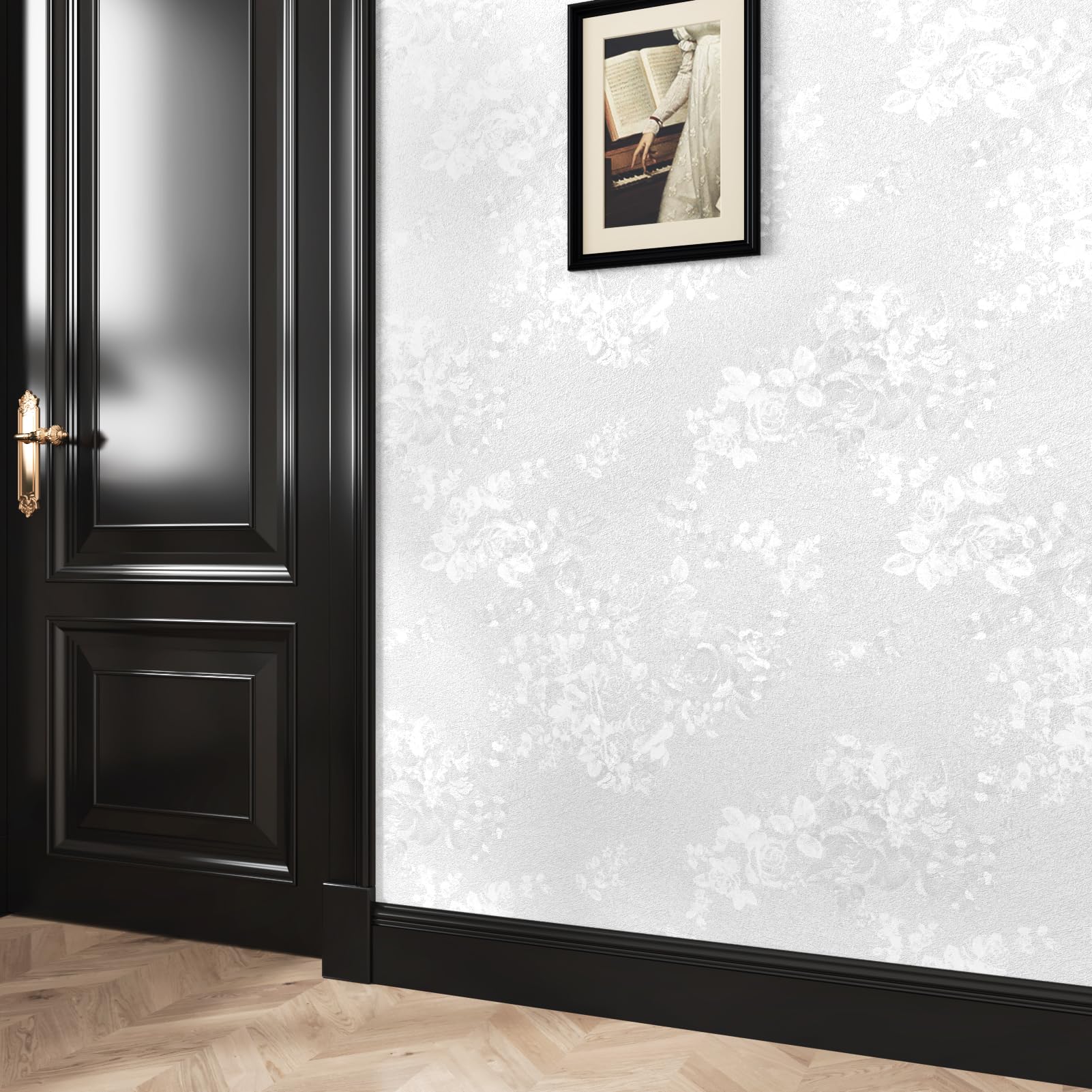 Wallderful White Peel and Stick Wallpaper White Embossed Wallpaper Rose ...