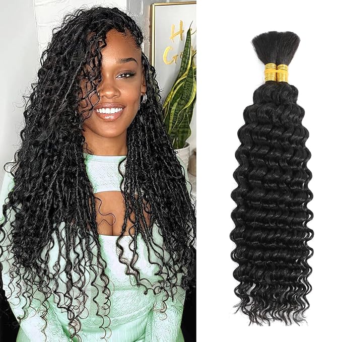 Amazon.com : Nuocheng Human Braiding Hair 18 Inch Deep Wave for ...