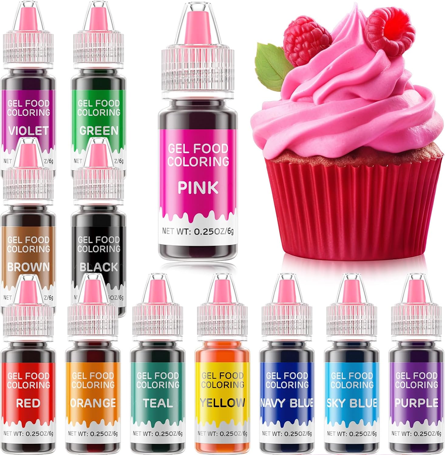 Gel Food Coloring Set, 12 Colors Dye Food Colouring for Edible Cake ...