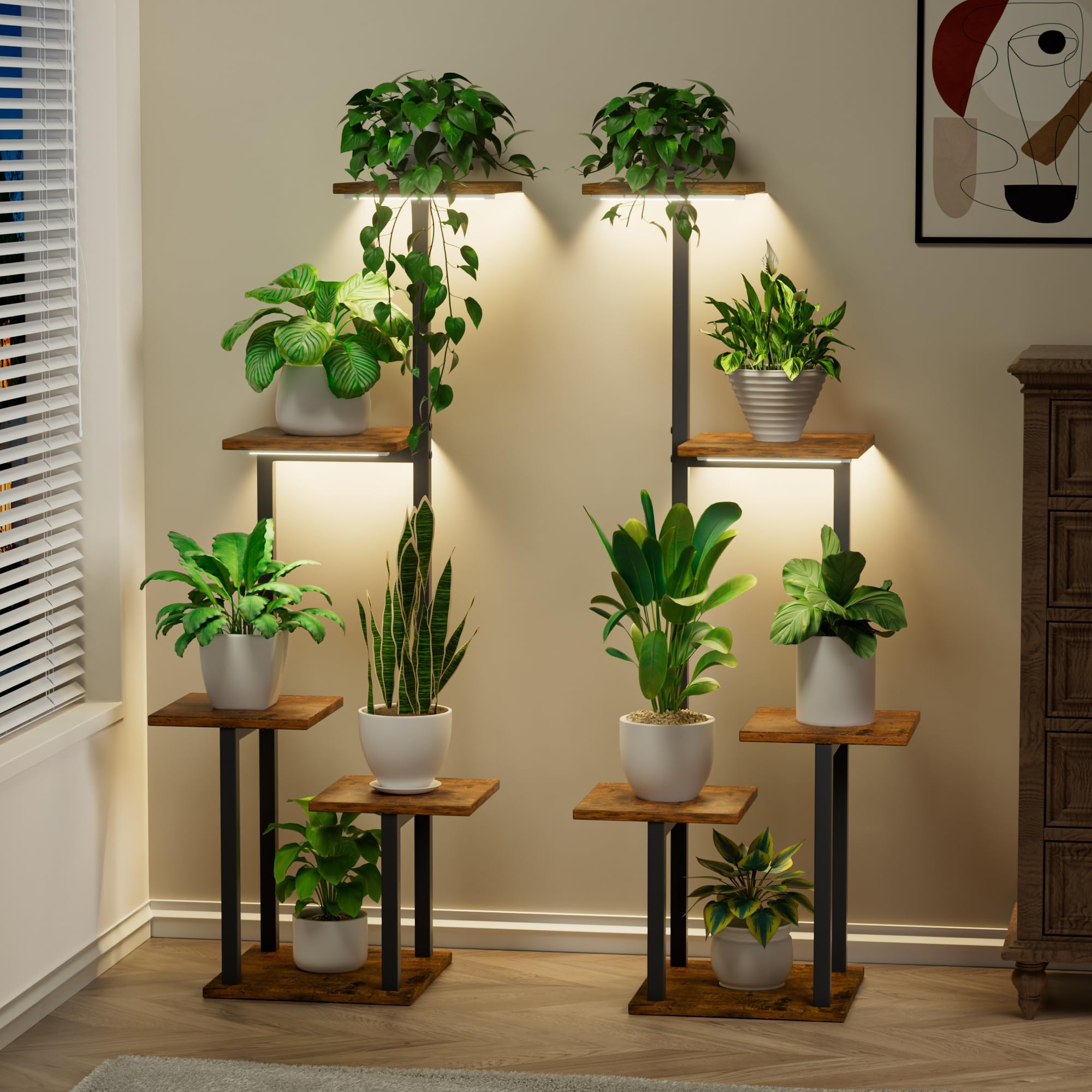 Amazon.com : Feekoon Plant Stand with Grow Light Indoor, Sturdy Metal ...