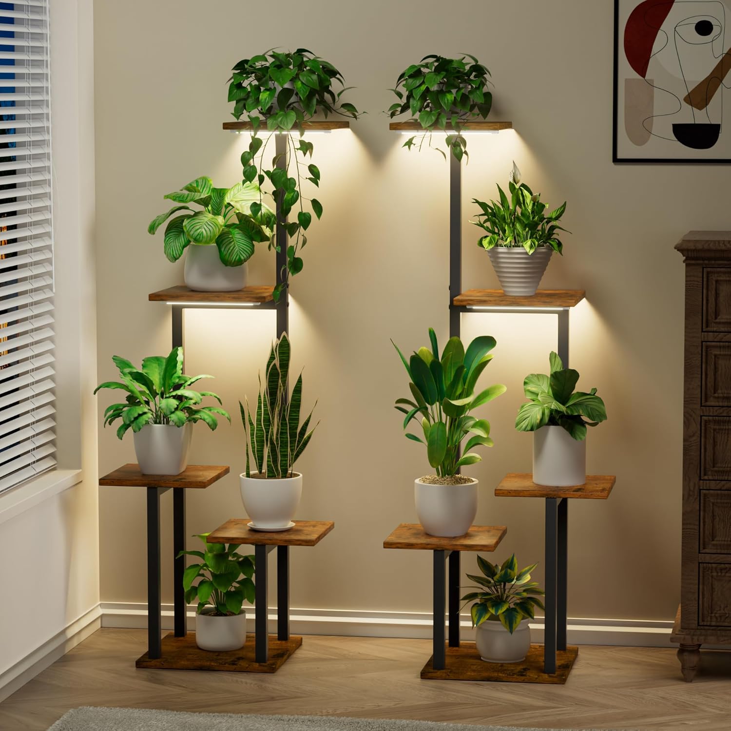 Amazon.com: Plant Stand Indoor with Grow Light - 2 Pack Metal Plant ...