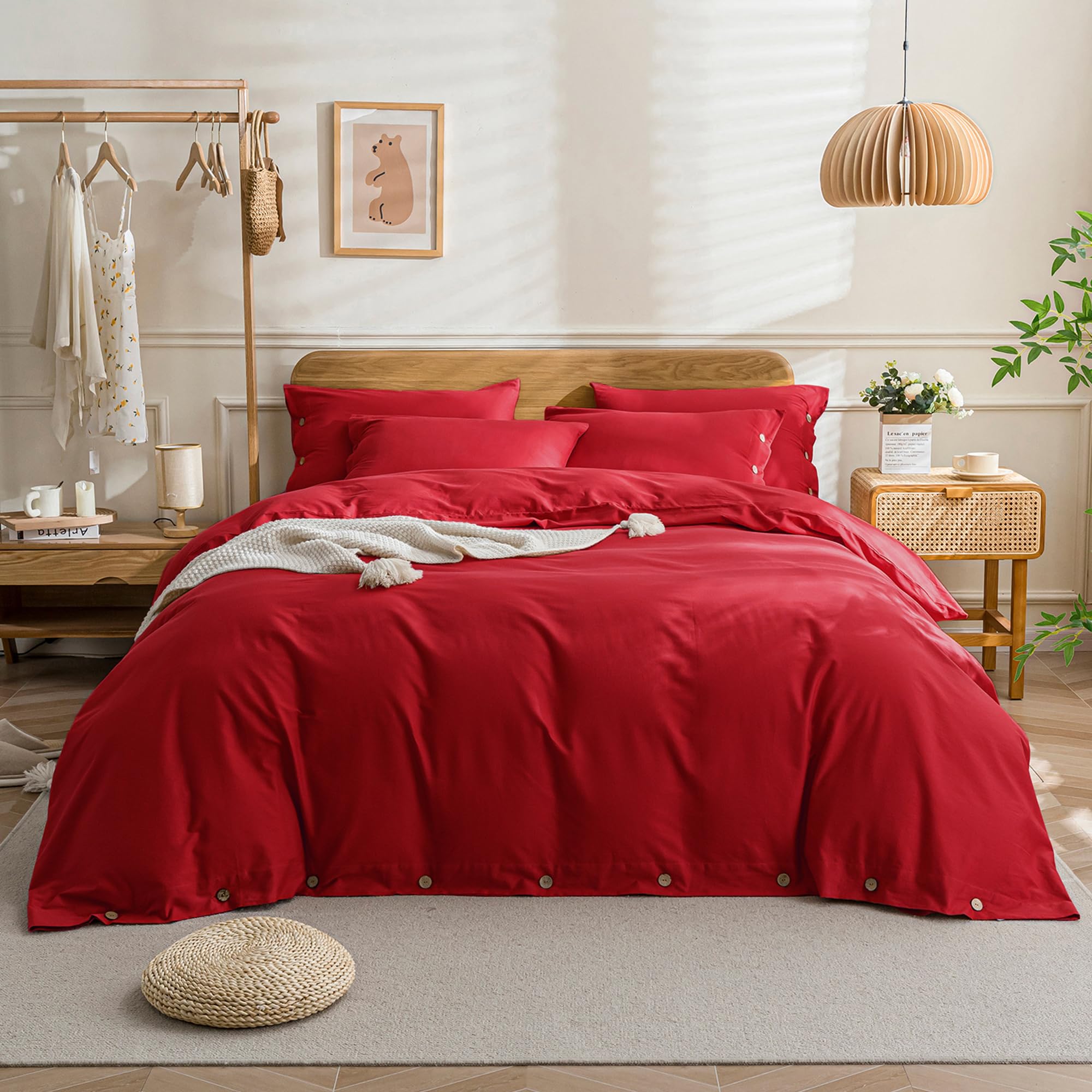 Amazon.com: JELLYMONI Christmas Red Duvet Cover Queen Size - 100% ...