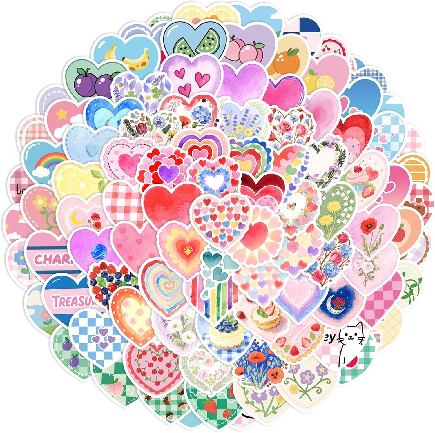 Amazon.com: 100 PCS Heart Sticker, I Love You Stickers Pack for ...