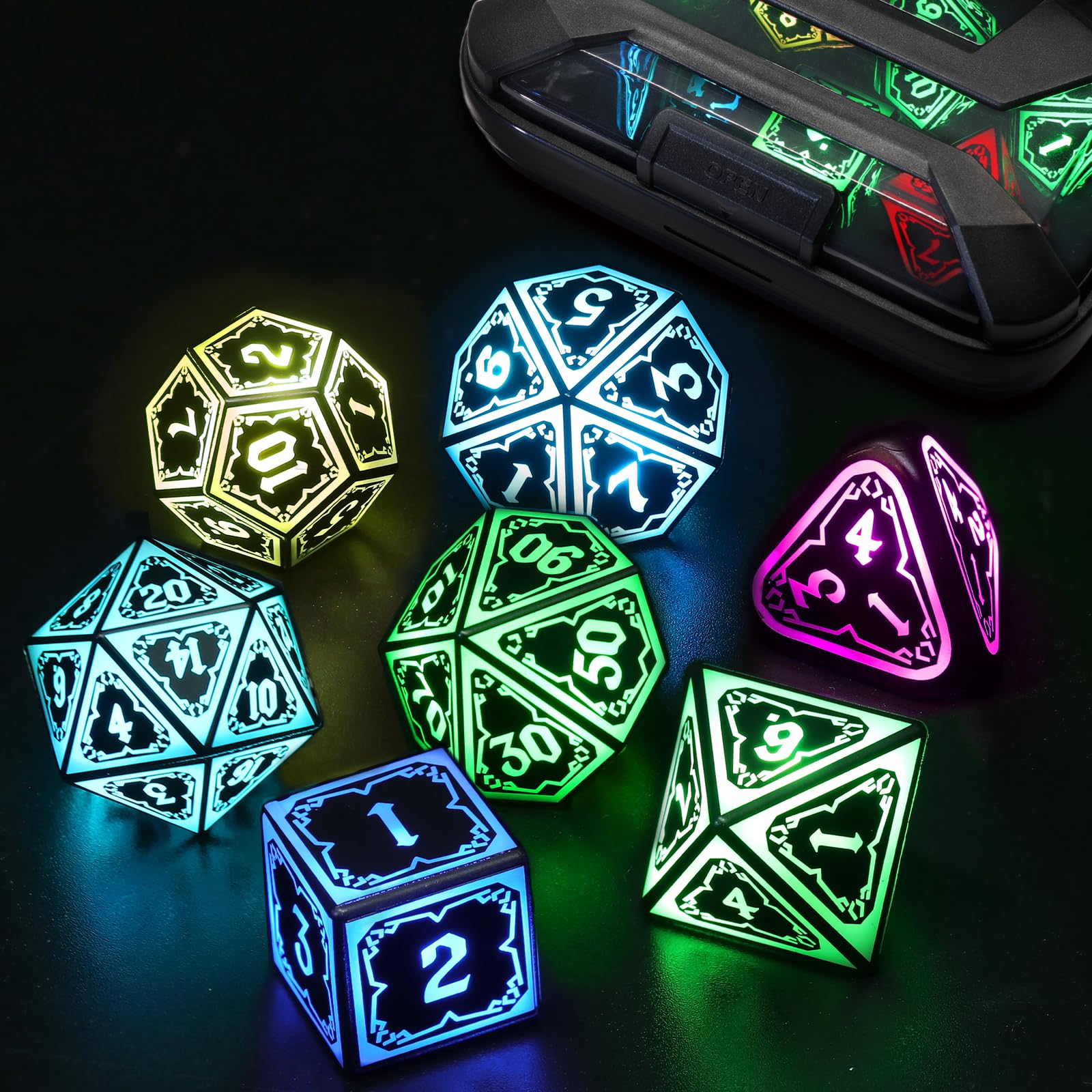 Amazon.com: FONVGOGO Wireless Charging DND Dice, Light Up D&D Dice Set ...