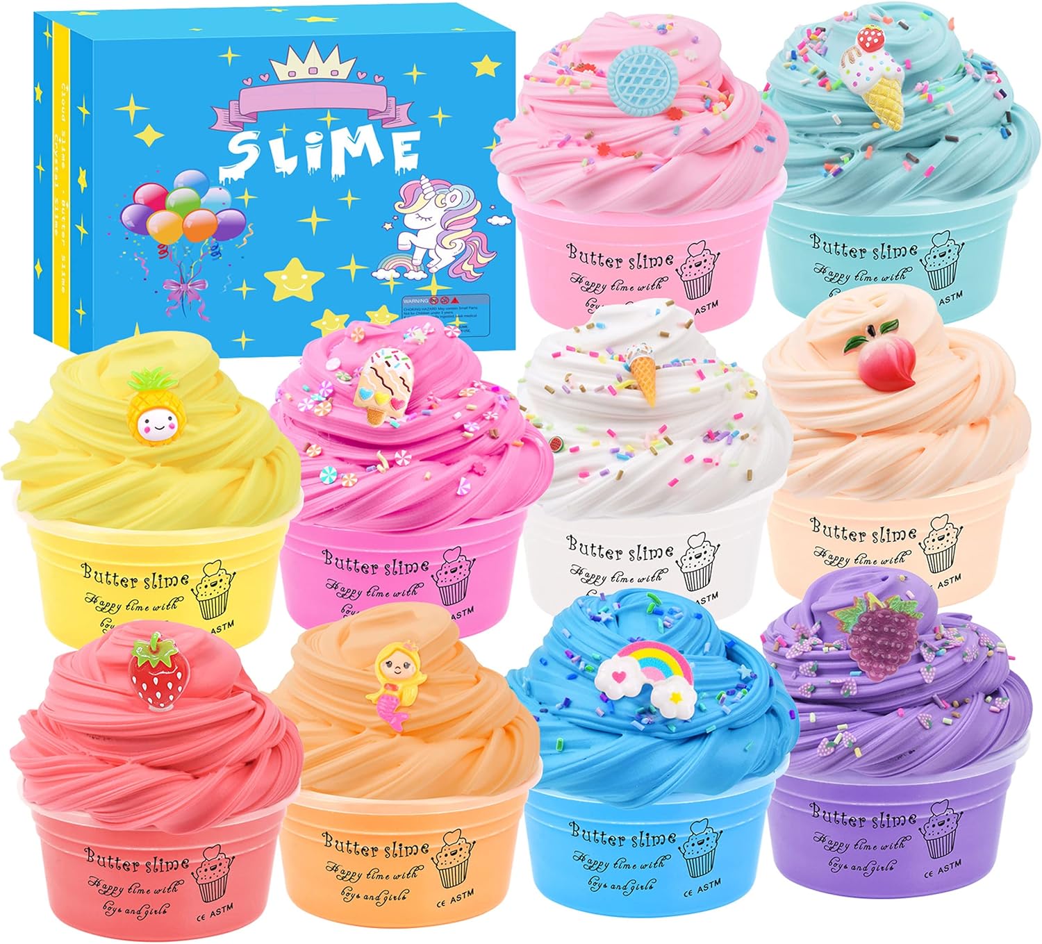 Amazon.com: 10 Pack Butter Slime Kit, Mini Cloud Slime Kit for Girls ...