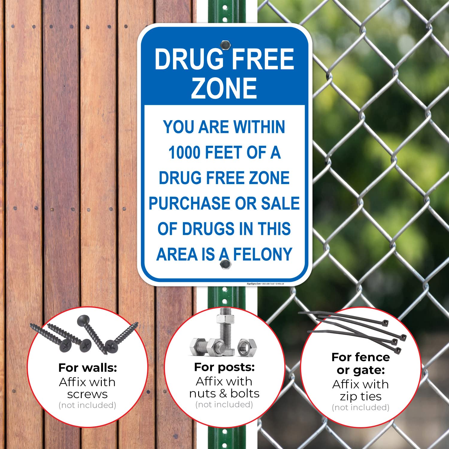 Snapklik.com : Drug-Free Zone Sign, 12x18 Inches, Rust Free .063 ...