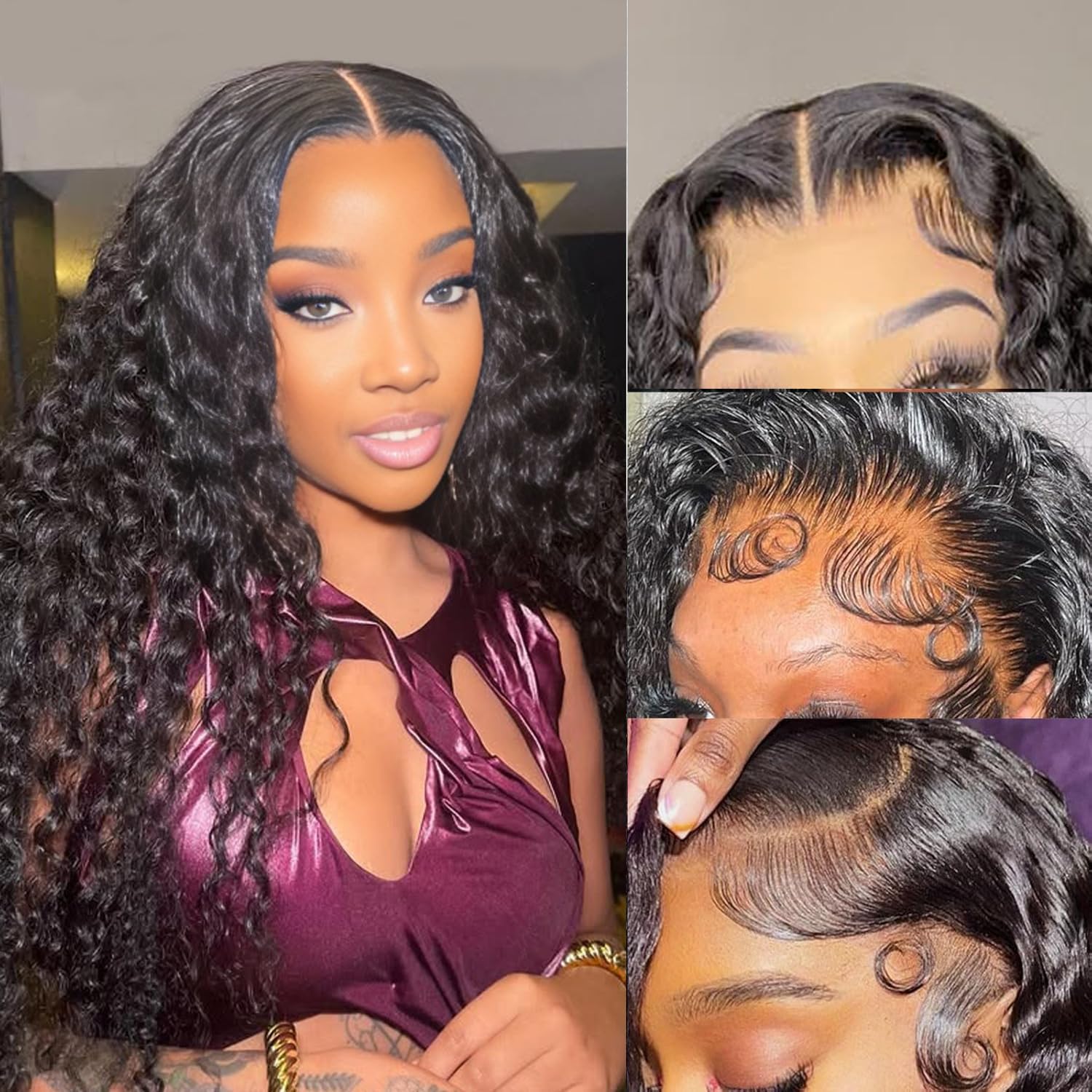 Amazon.com : UANDM 28 Inch 5x5 HD Lace Closure Wigs Human Hair Body ...