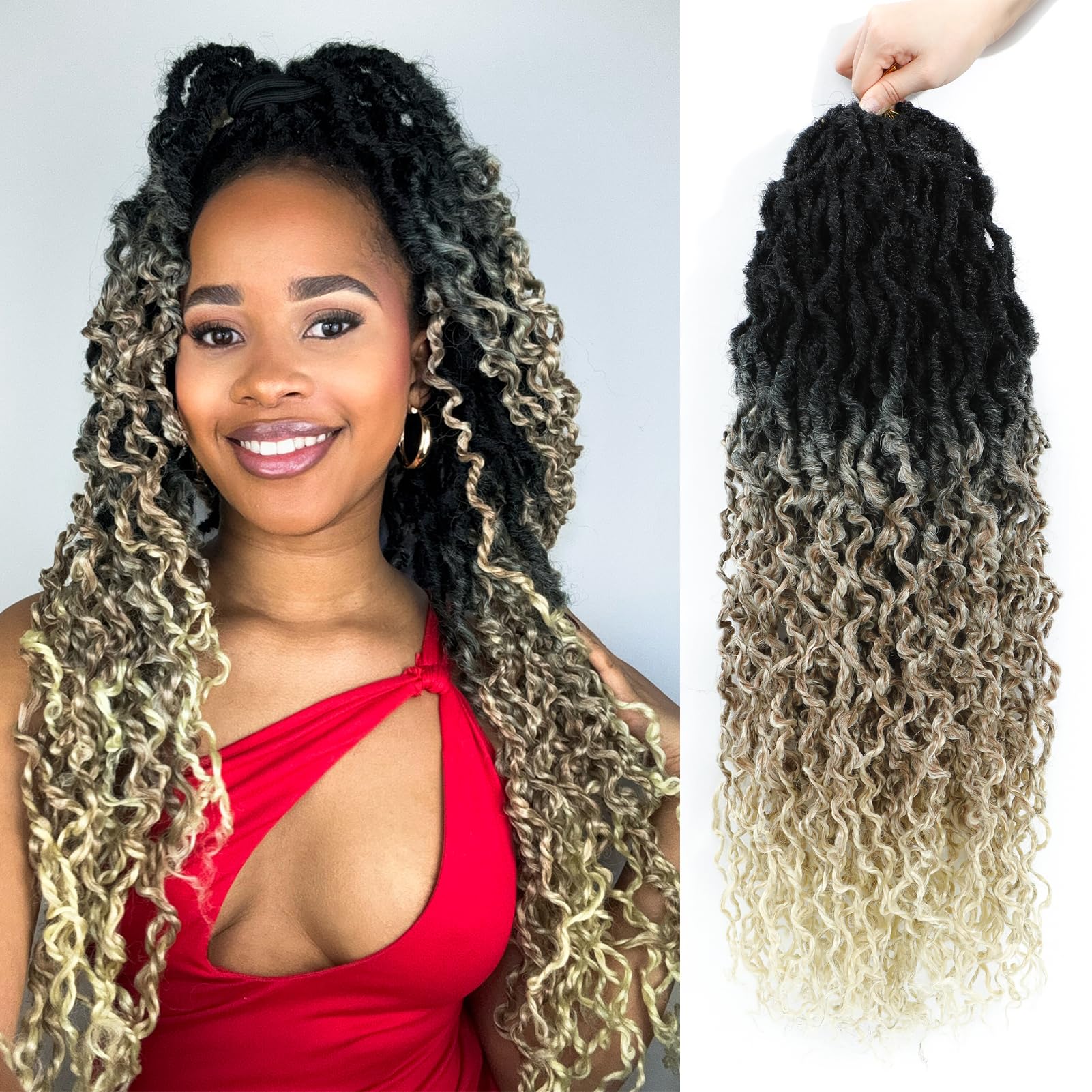 Goddess Locs Crochet Hair 24 Inch 7 Packs Boho Queen Locs with Twist ...