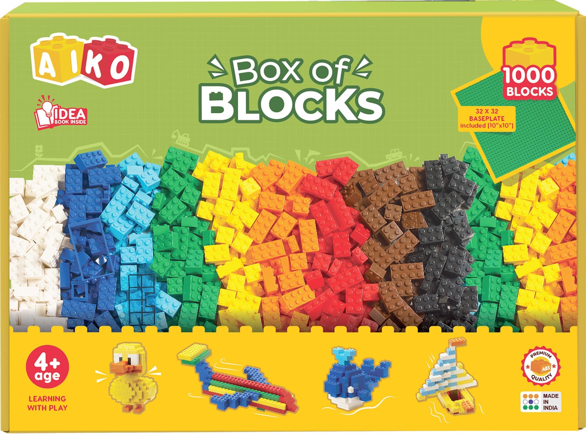 AIKO Premium Building Blocks Toys for Kids (1000 Pieces) - ABS Plastic ...