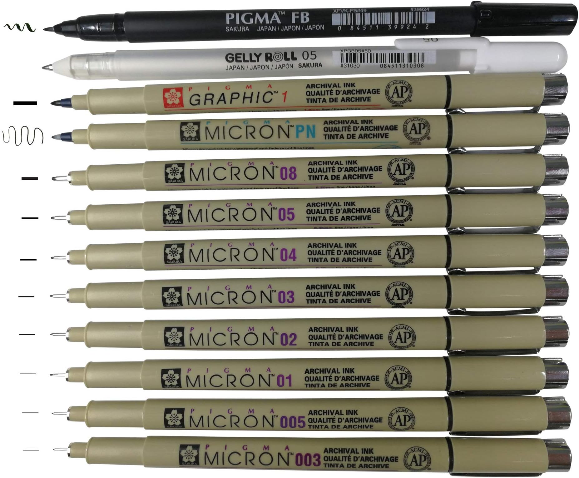 Sakura Pigma Micron 10 Fineliner pens Black Archival Ink Artist Drawing ...