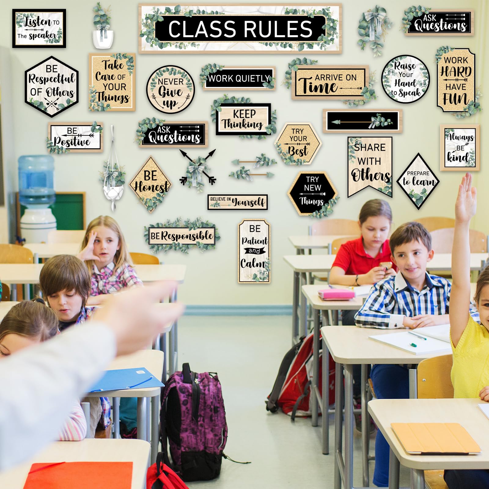 Snapklik.com : Class Rules Bulletin Board Decorations Eucalyptus ...