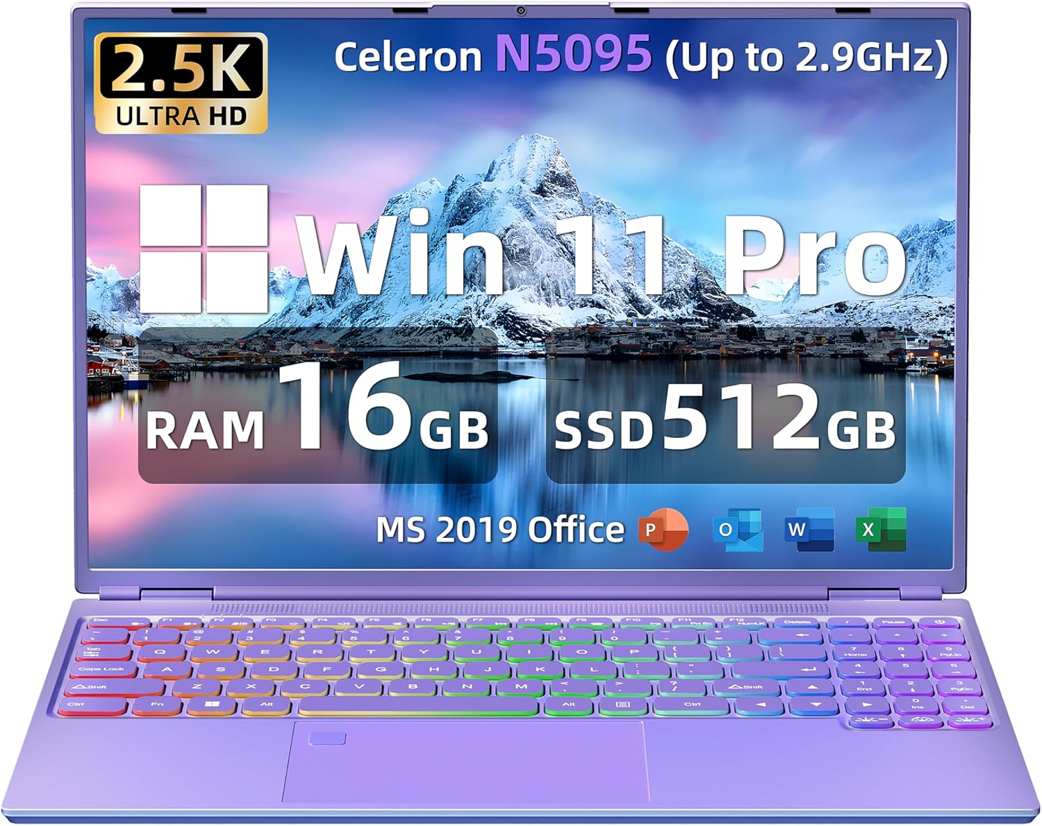 [Win 11/Office 2019 ] Laptop 16" 2.5K FHD IPS Screen (2560x1600 ...