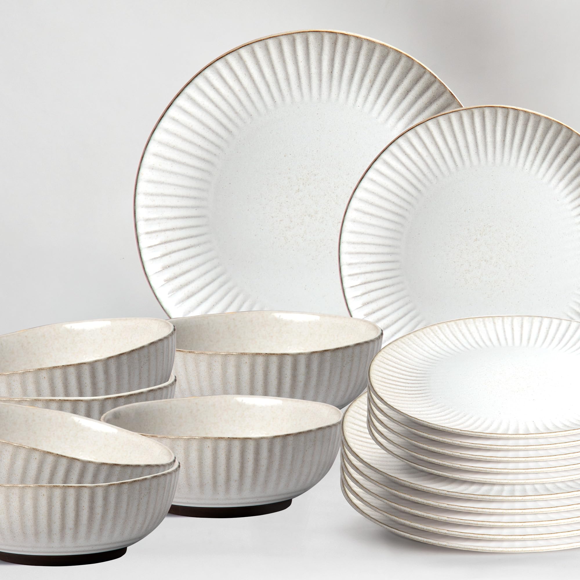 Anko Sable Stoneware 18 Pcs Dinner Set|Premium Crockery For Dining ...