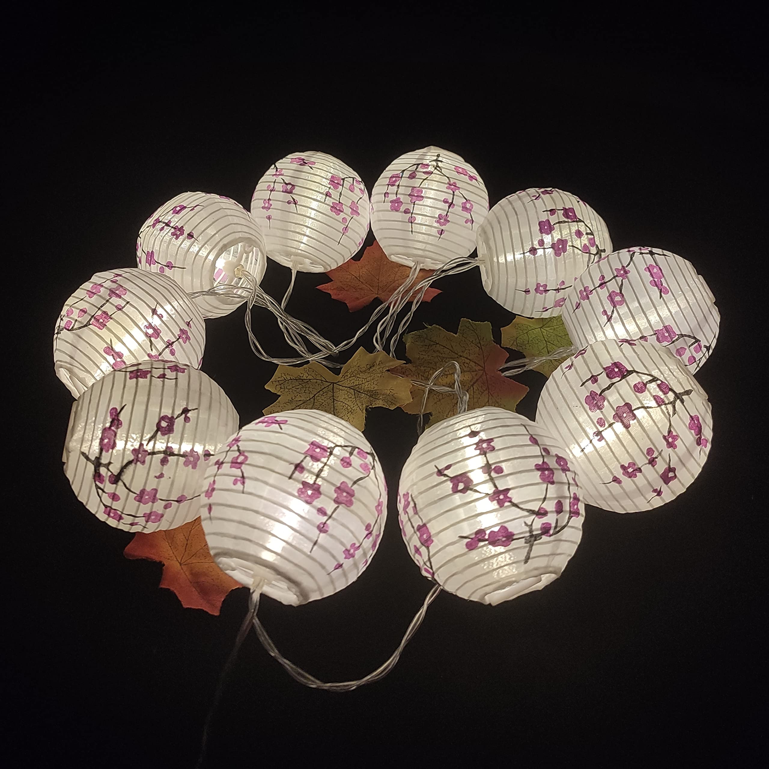 Japanese Decorative String Lights 10 Socket Hot Pink Round Nylon