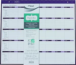 Mead Organizher Magnetic Monthly Desk Pad, 12 Sheets, Assorted Colors ...