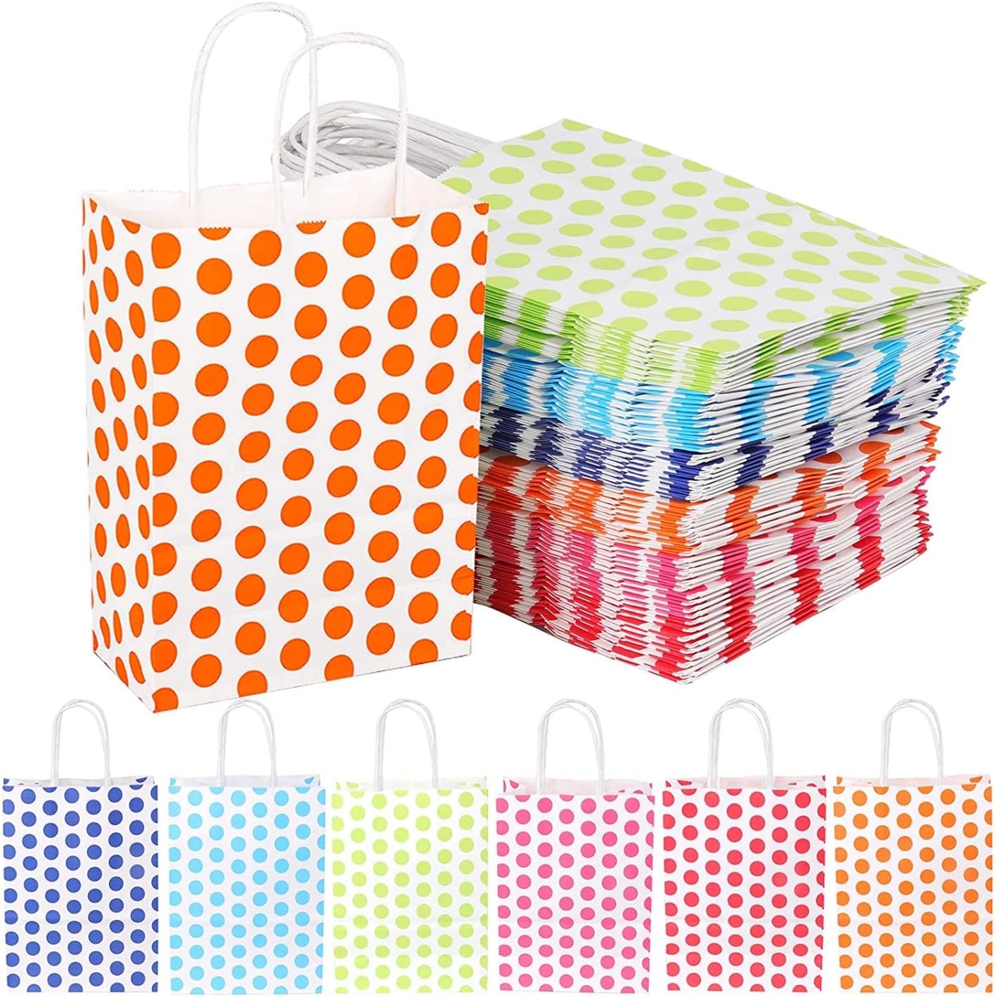 24 Piece Party Favor Gift Bags, 8 Colors Kraft Paper Candy Bags Bulk ...