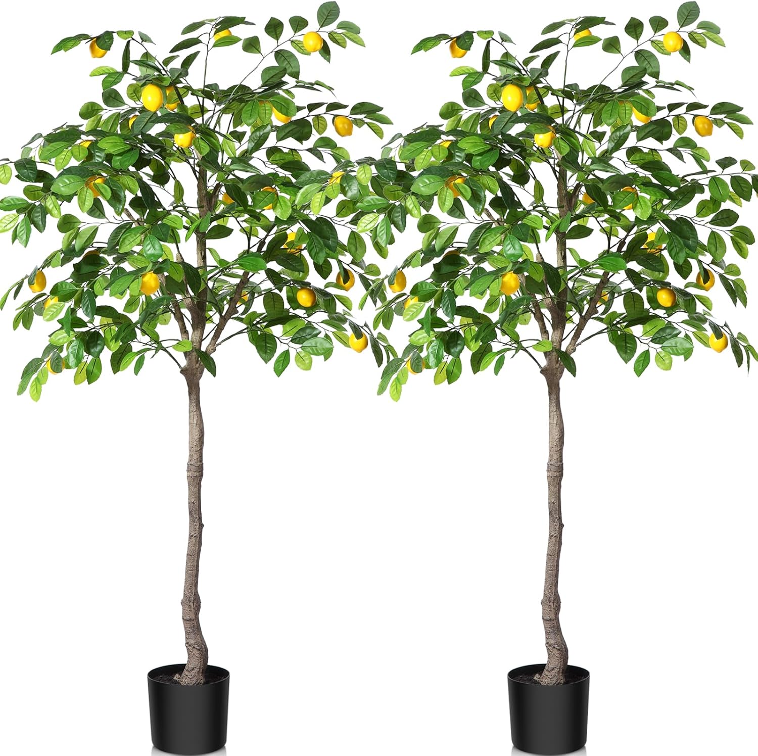 Amazon.com: Kazeila 2 Pack Artificial Lemon Tree, 5 Feet Fake Lemon ...