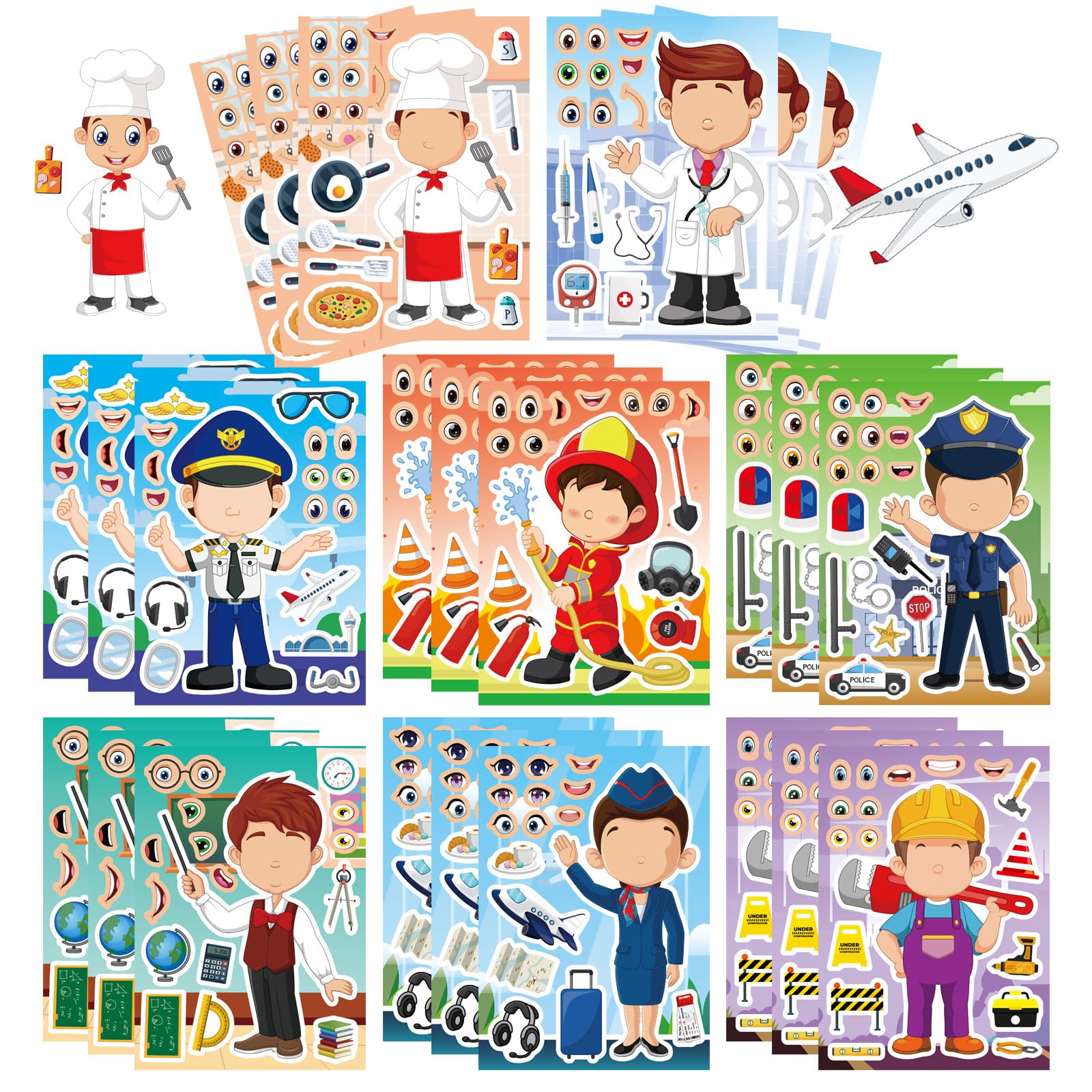 Amazon.com: 24 Sheets Make a Face Stickers, Educational Stickers for ...