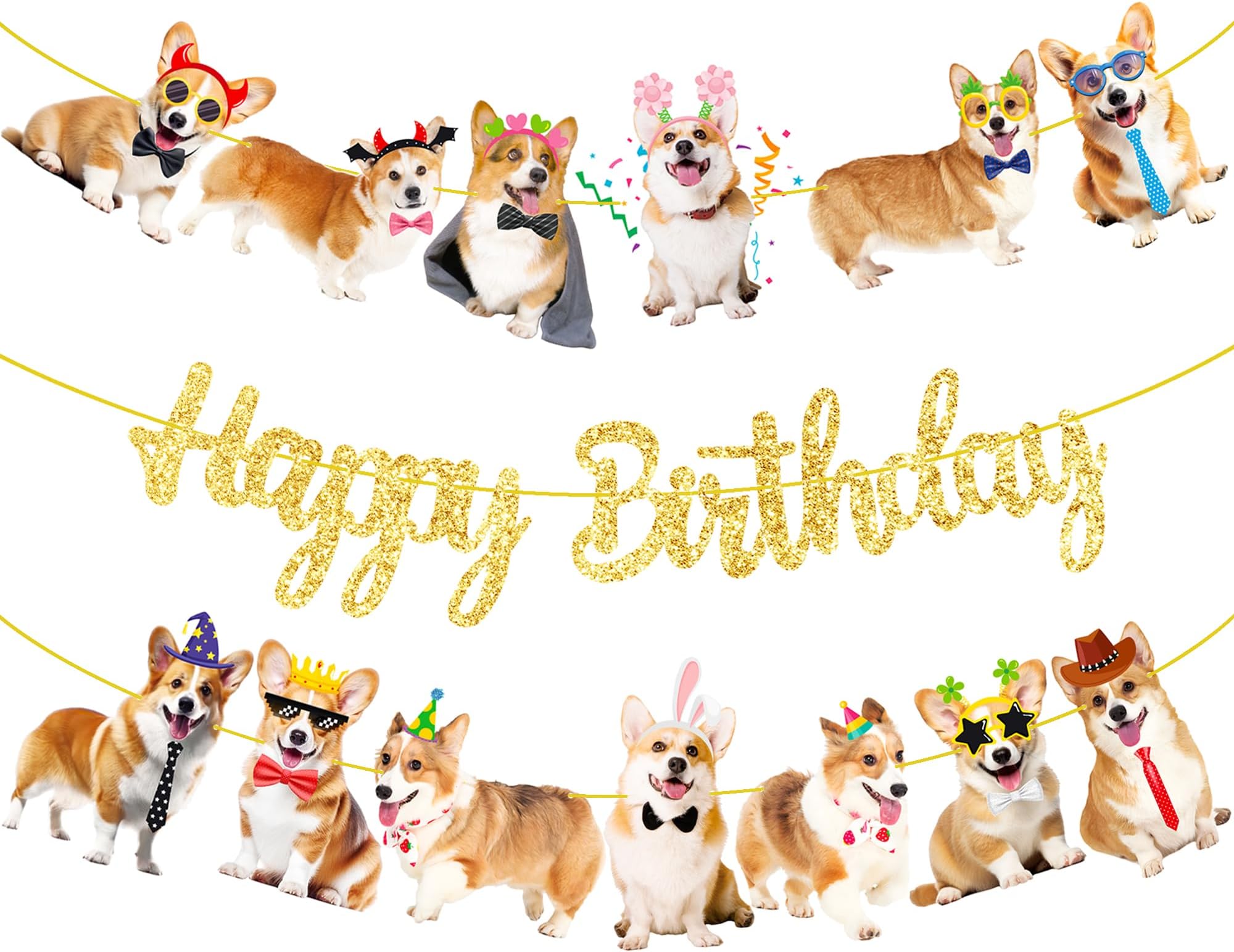 Amazon.com: Kawaii corgi Birthday Banner Dogs Party Supplies | Birthday ...