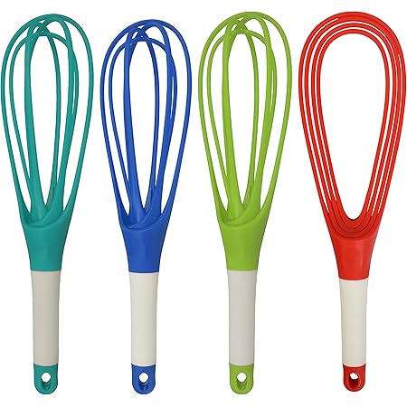 Amazon.com: Set of 4 Collapsible Whisks - 2 in 1 Balloon Whisk + Flat ...