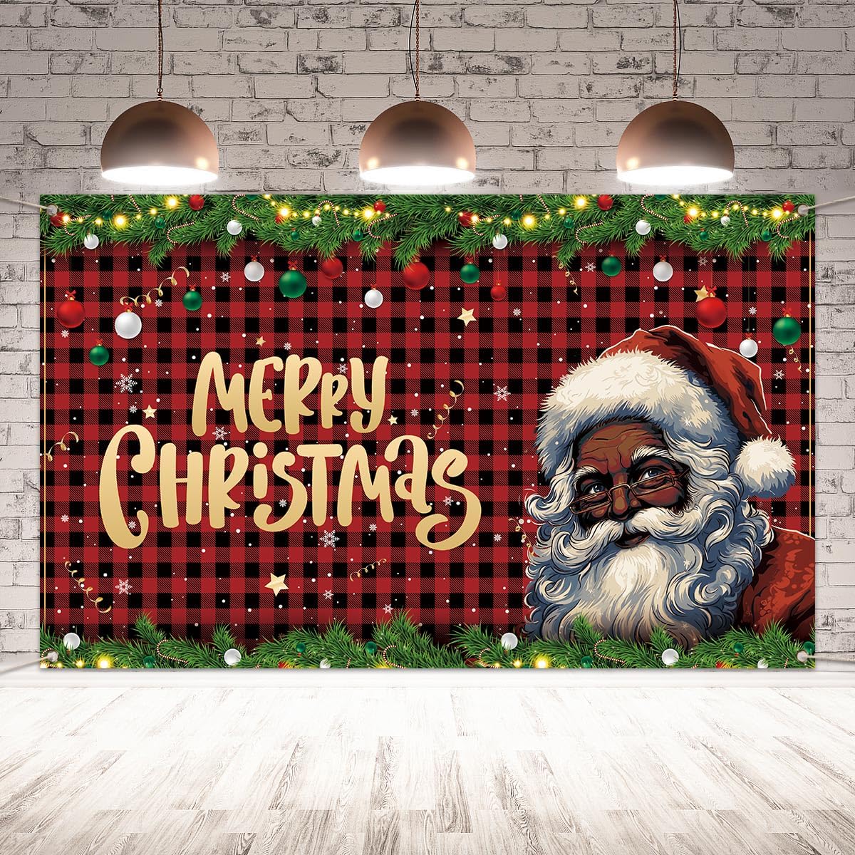 Amazon.com : Red and Black Buffalo Check Plaid Black Santa Christmas ...