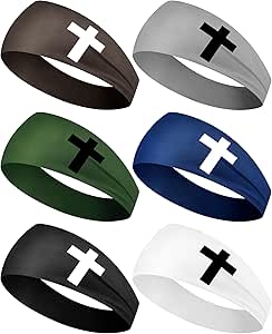 Amazon.com: Shihanee 6 Pack Christian Headbands for Men Jesus Cross ...