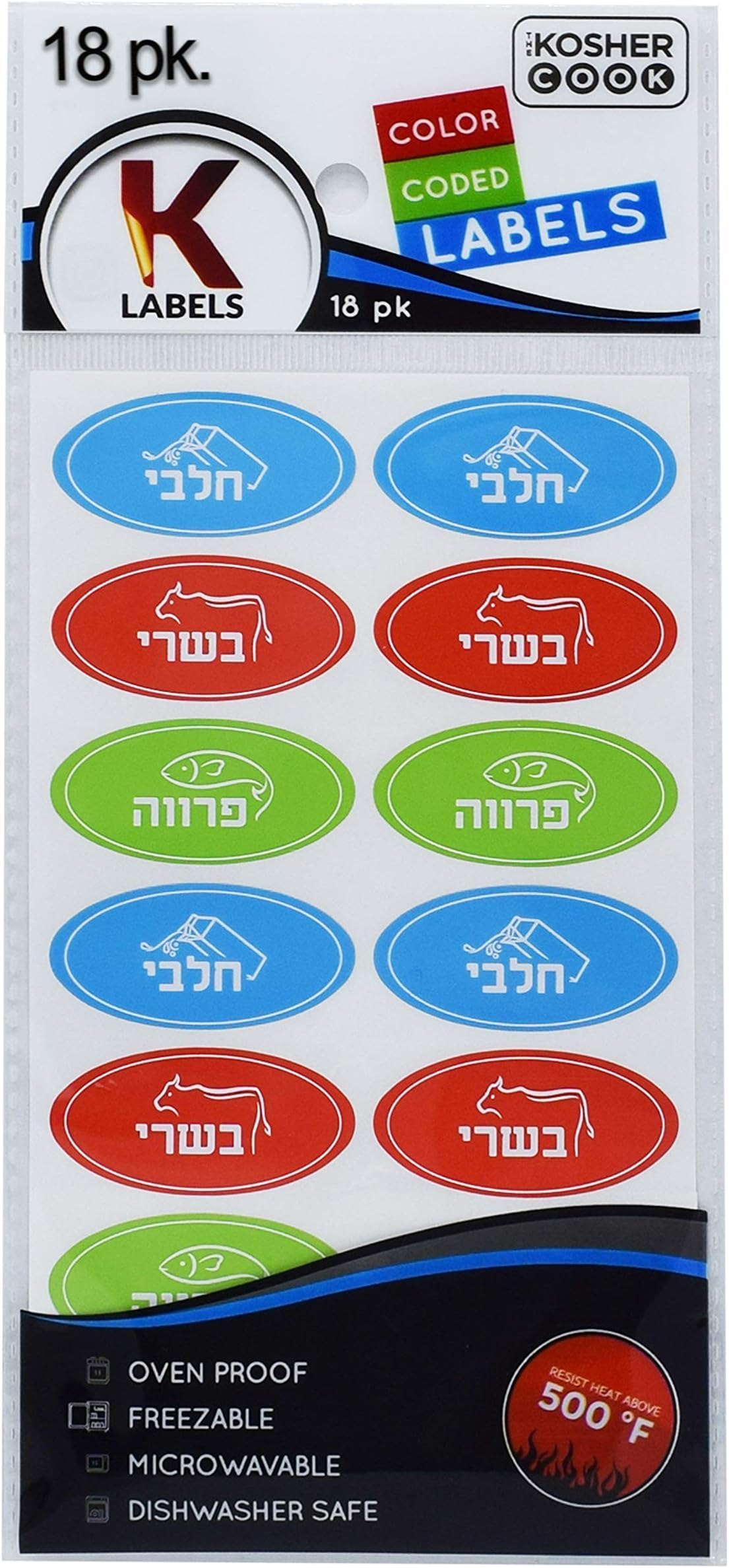Amazon.com: 24 Assorted Kosher Labels, 8 Blue Dairy, 8 Red Meat, 8 ...