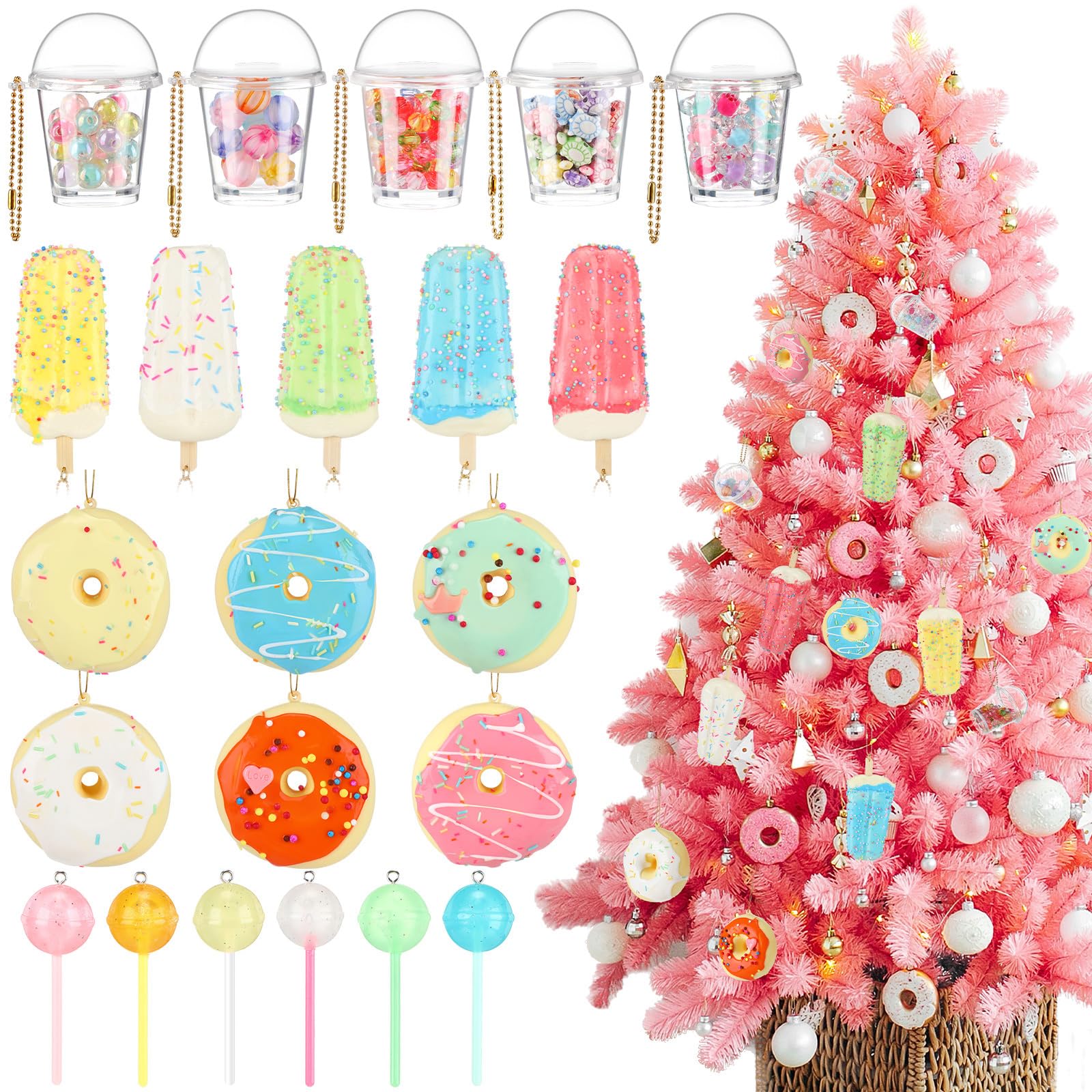 Amazon.com: Unittype 22 Pcs Candy Christmas Tree Ornaments Set Pastel ...
