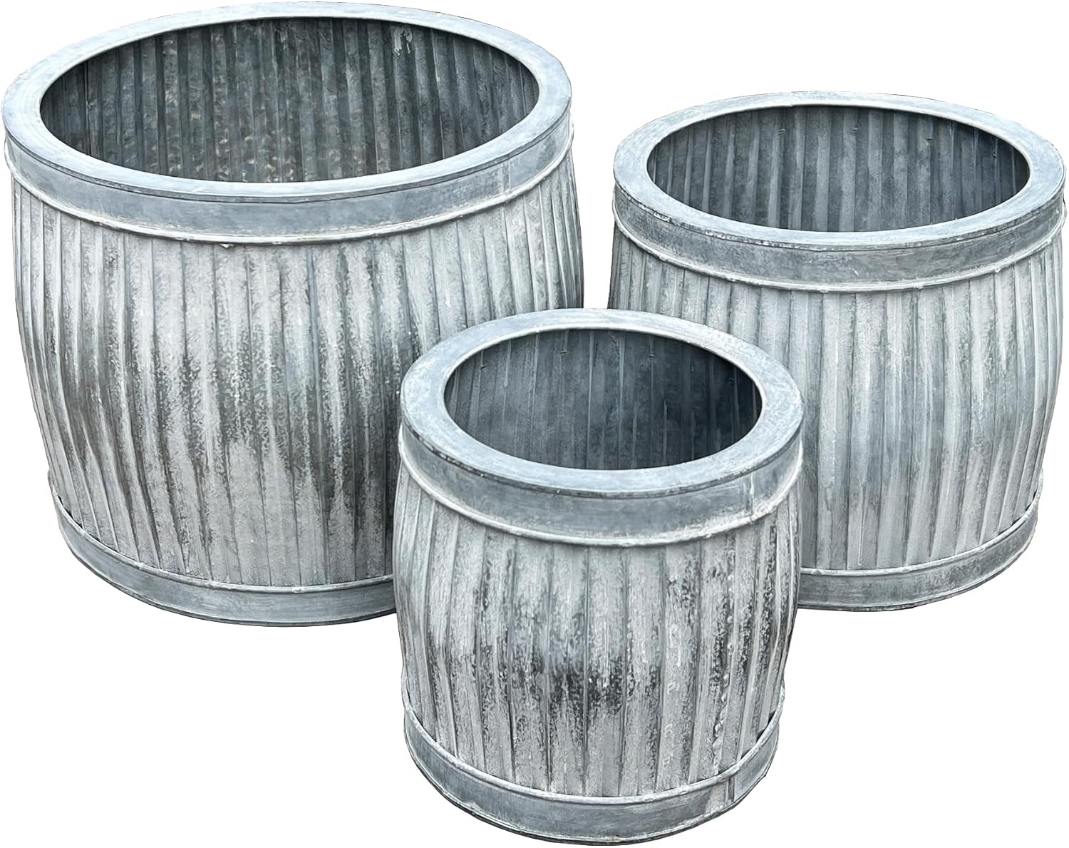 Alfie Francis Metal Garden Planters Set of 3 Outdoor Plant Pots Vintage ...