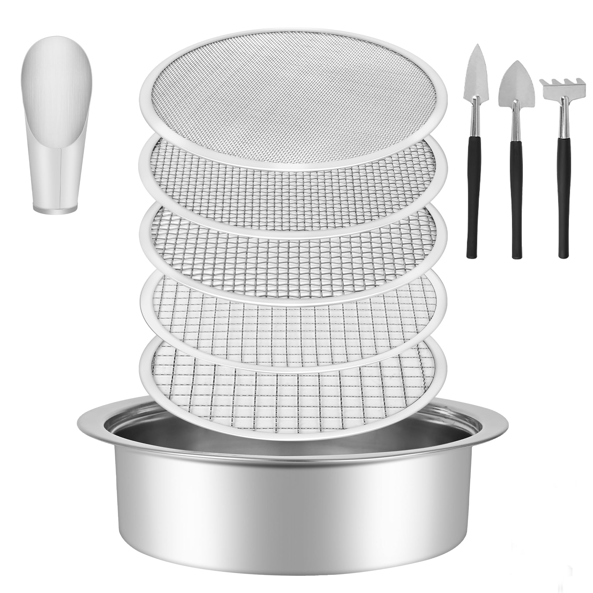 Amazon.com : LABALPHA Soil Sifter Garden Sieve Set, Stainless Sifting ...