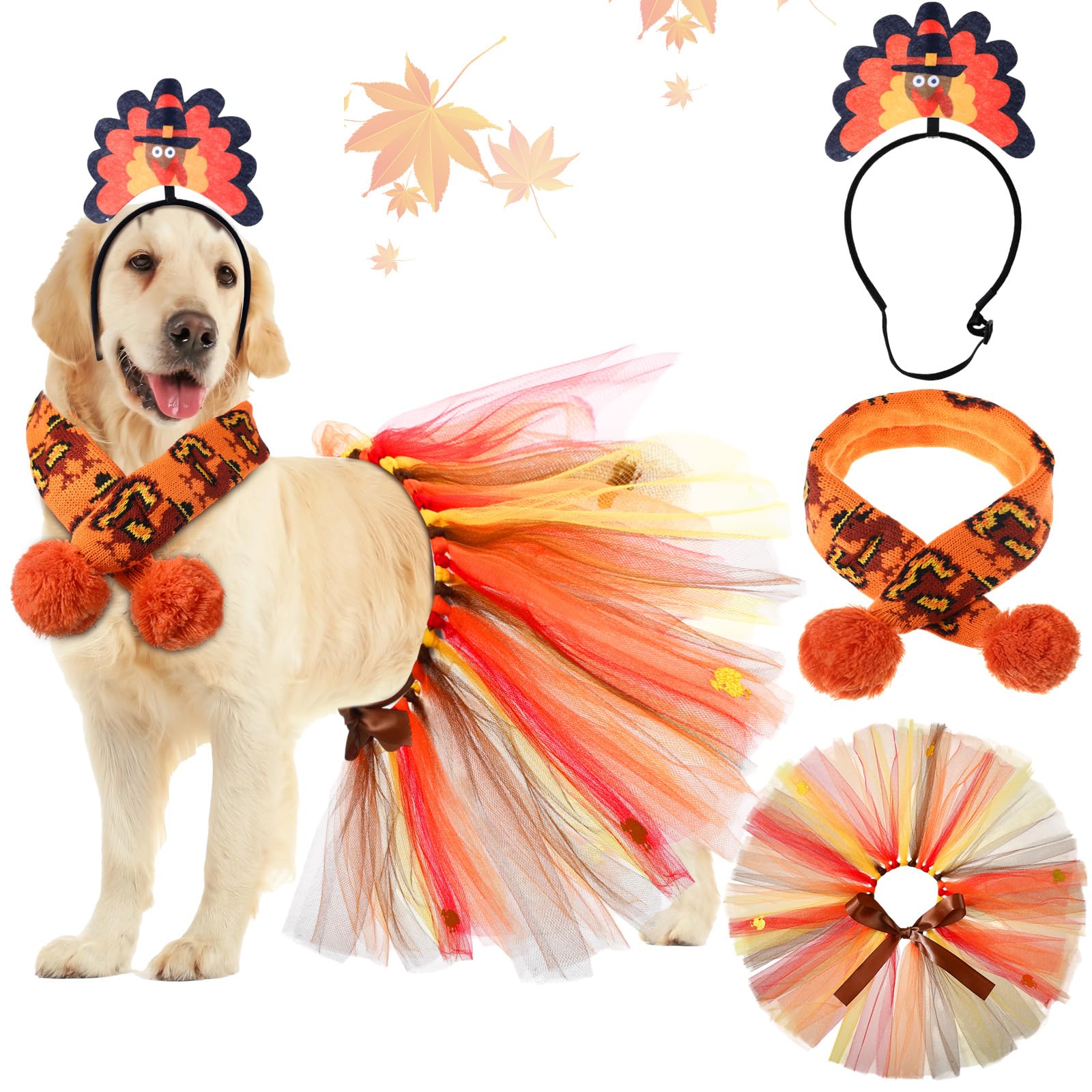Amazon.com : SilTriangle 3 Pcs Thanksgiving Turkey Dog Costume Set ...