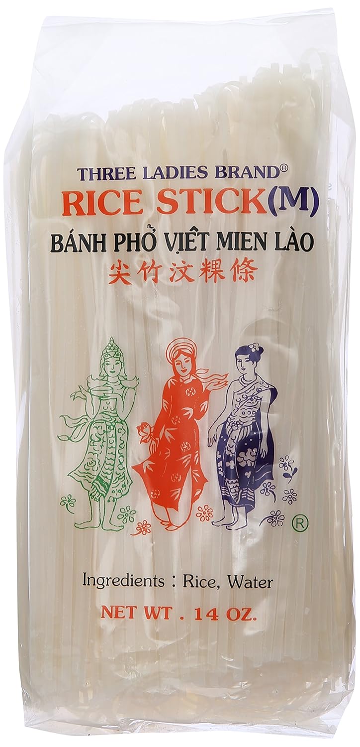 Amazon.com : Three Ladies Brand Rice Stick, 14 oz : Banh Pho : Grocery ...