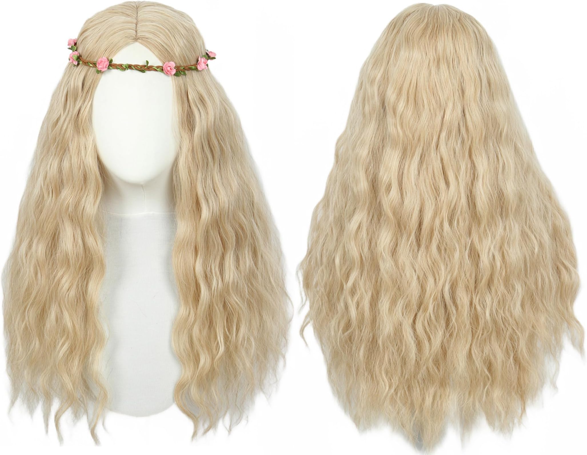Amazon.com: Linfairy Long Wavy Hippie Wigs for Women 70s Halloween ...
