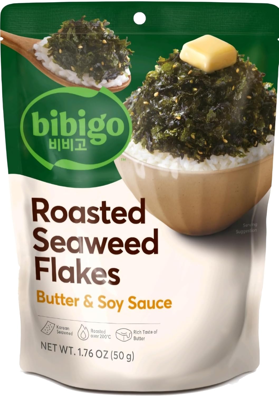 Amazon.com : CJ Bibigo Korean Roasted Sweet and Savory Seaweed Flakes with Butter and Soy Sauce ...