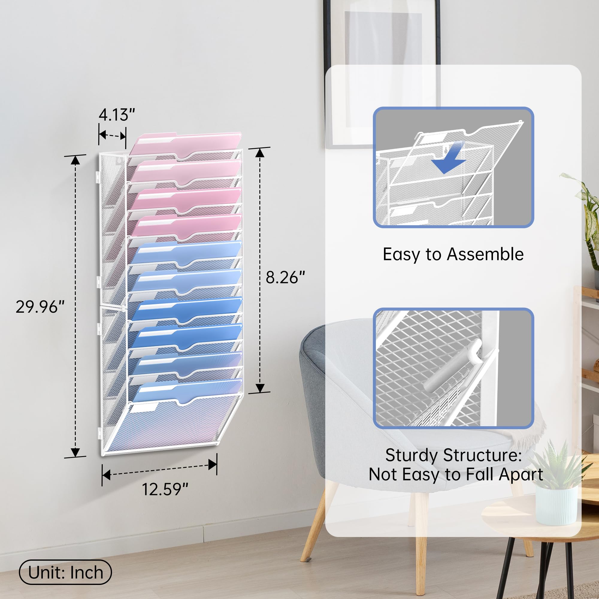 Snapklik.com : Wall File Organizer, 10 Tier Hanging File Organizer ...