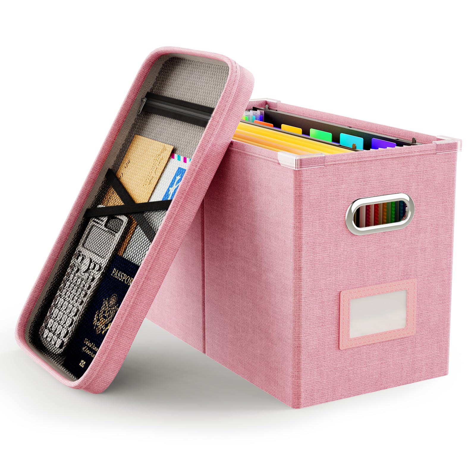 Amazon.com: Oterri File Organizer Box with Lid, Hanging Filing File Box ...