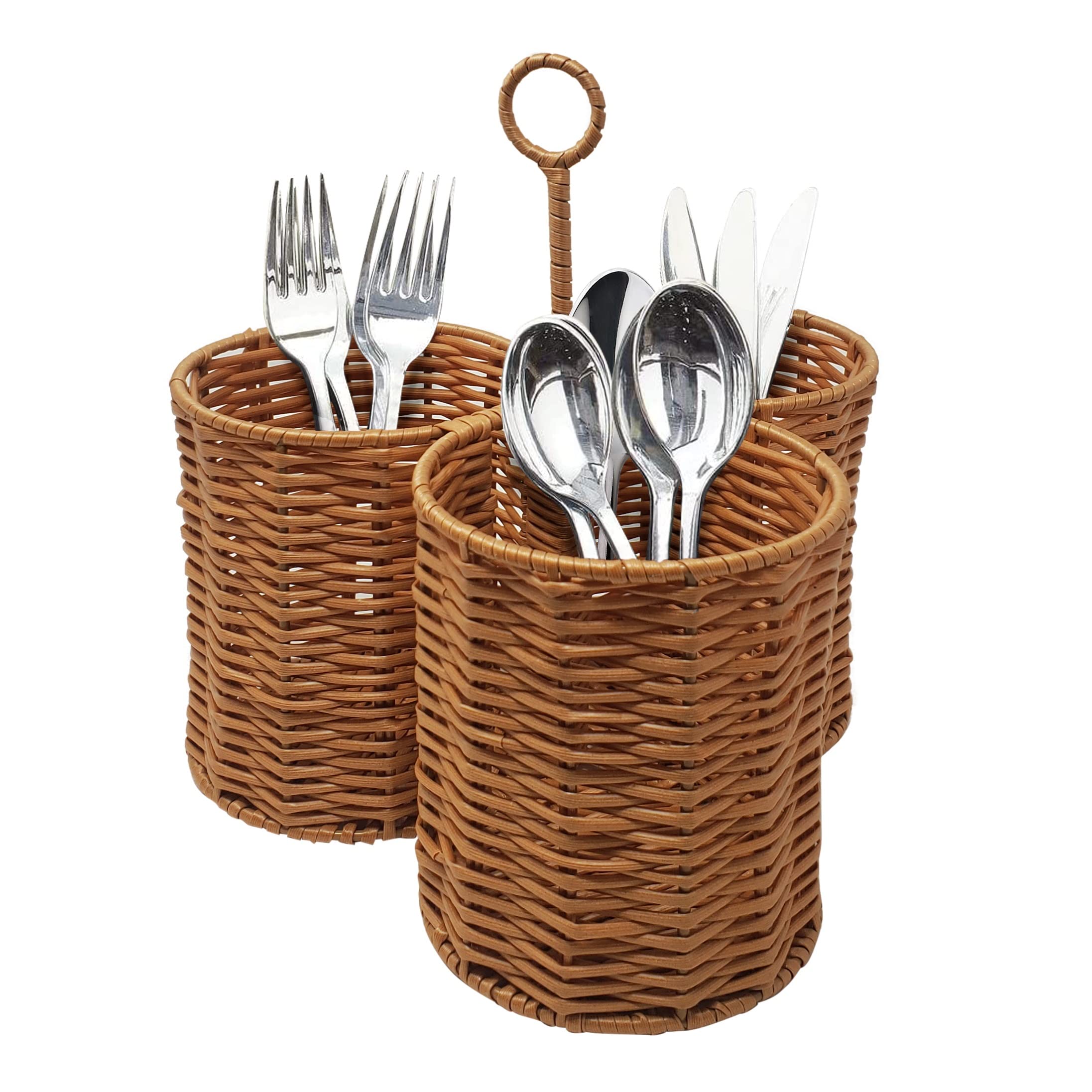 Amazon.com: Kovot Poly-Wicker Woven Cutlery Storage Organizer Caddy ...