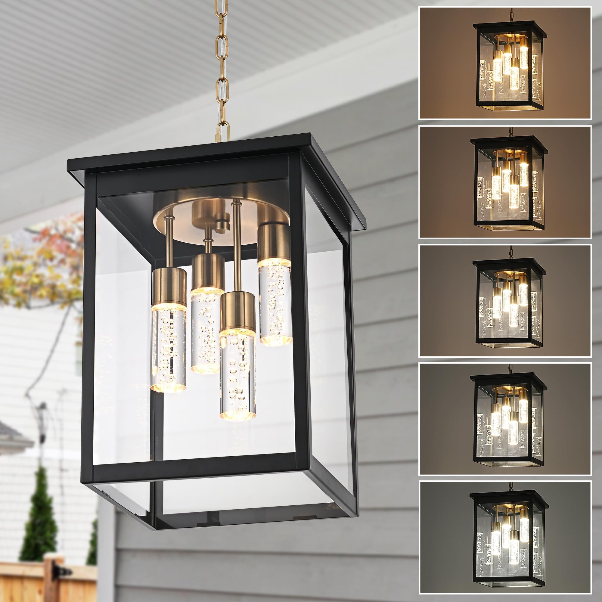 TODOLUZ LED 5CCT Large Outdoor Pendant Light Fixtures, Exterior Hanging ...