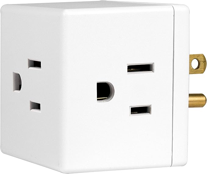 GE 3-Outlet Extender Wall Tap Cube, Adapter Spaced Outlets, Easy Access ...